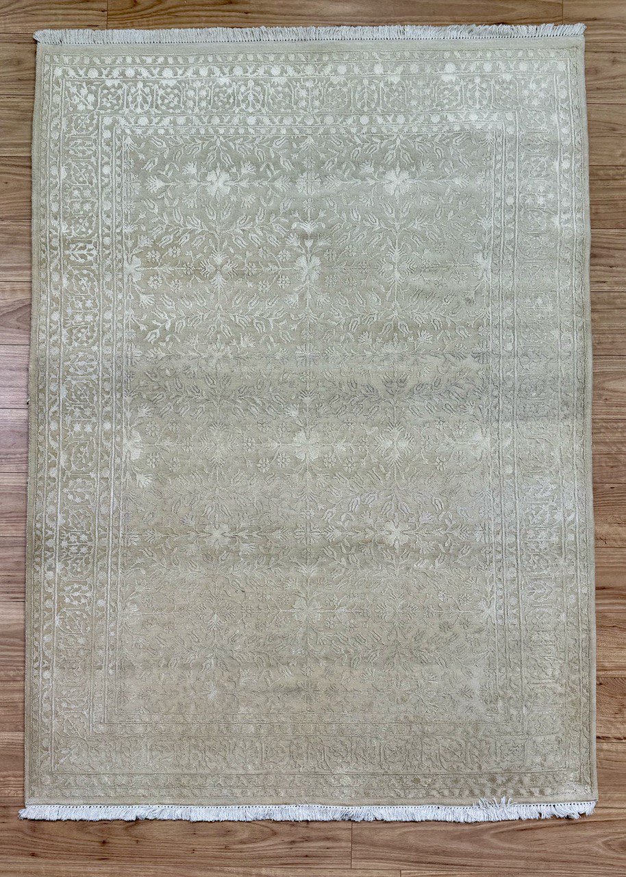 Garden Handmade Silk & Wool Beige Rug 233X170 - Hojjati Art Gallery