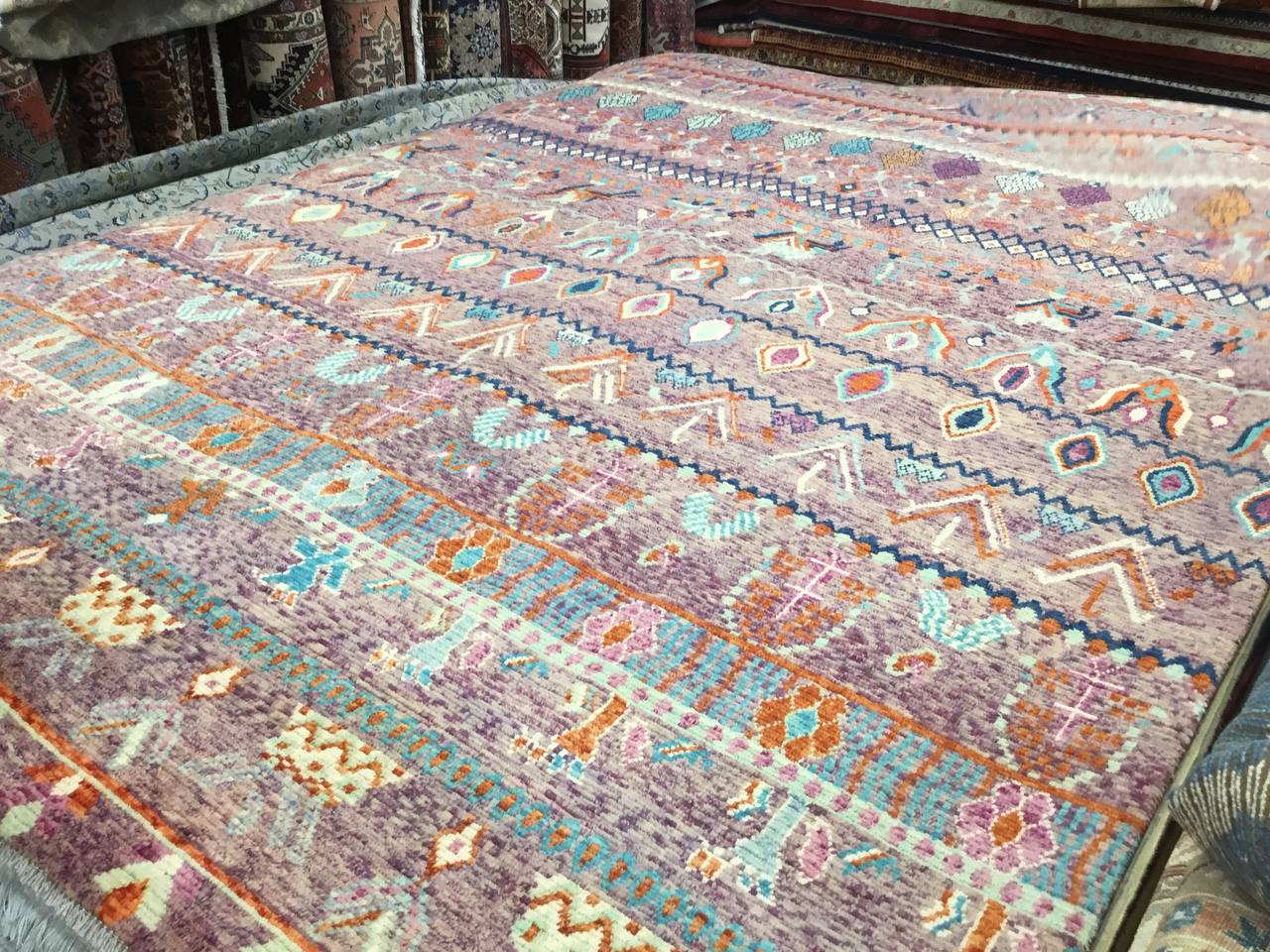 Afghan Modern Handmade Rug Wool Multi Colour 415X310 - Hojjati Art Gallery