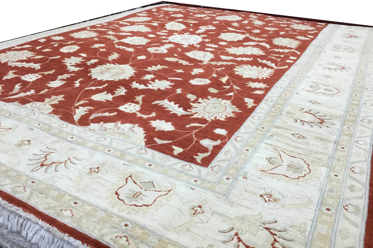 Choobi Handmade Rug Wool Beige & Red 302X415 - Hojjati Art Gallery