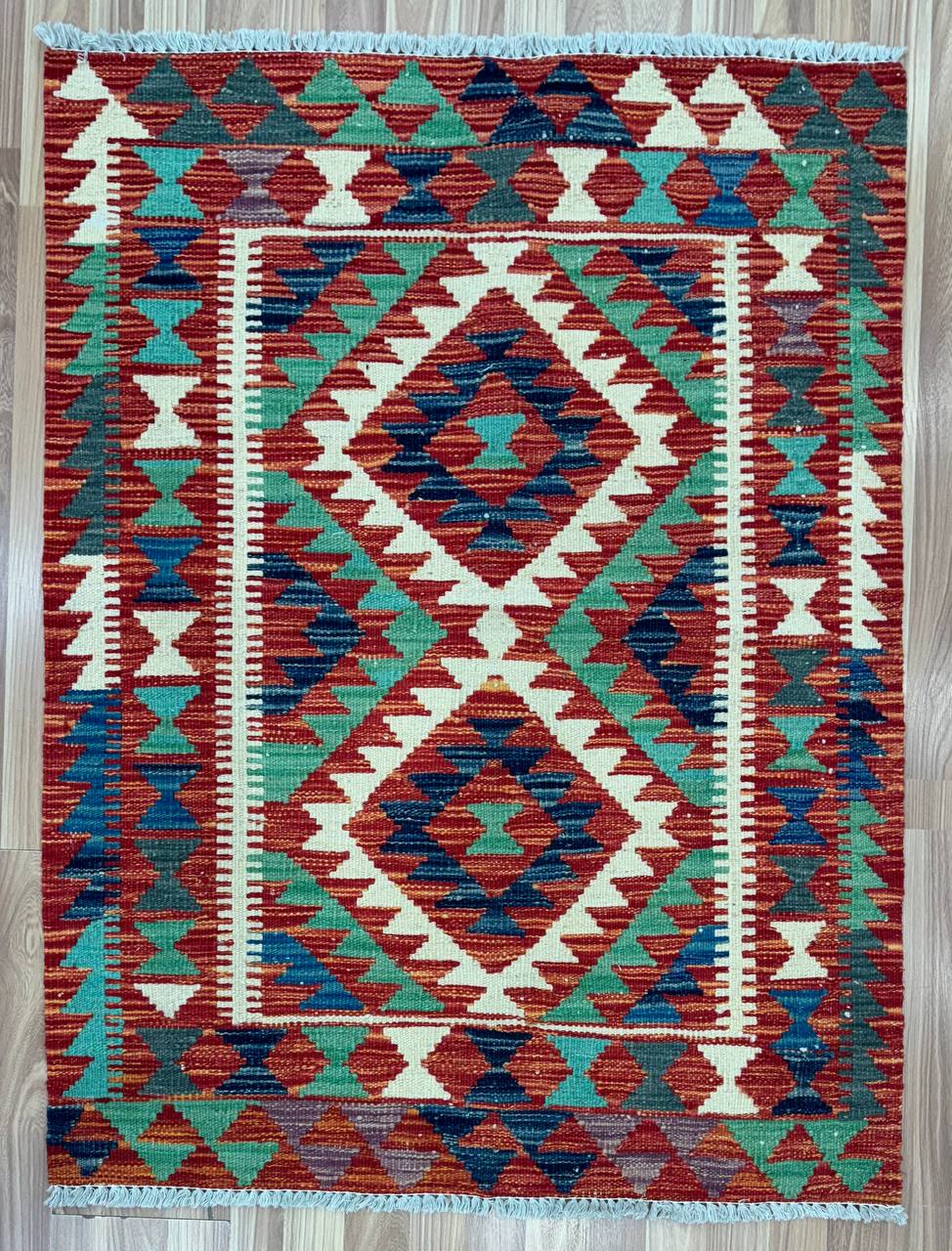 Afghan Handmade Kilim Wool Multi Colour 122X92 - Hojjati Art Gallery
